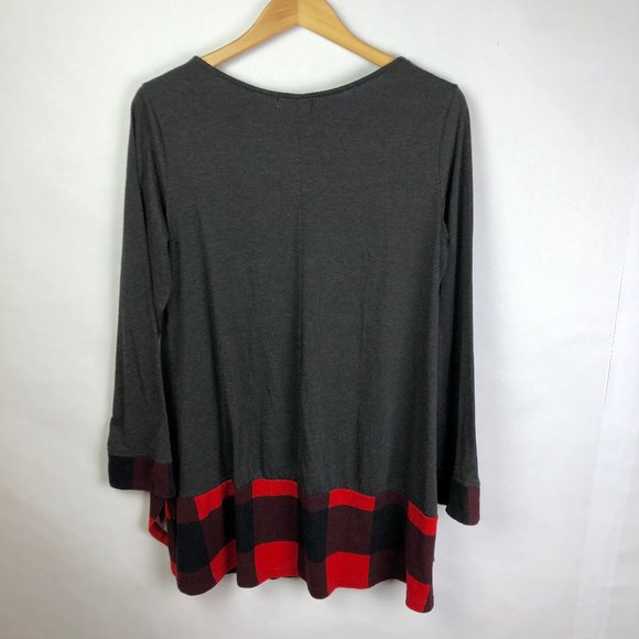 Reborn | Tops | Reborn Charcoal Red Buffalo Check Tunic | Poshmark